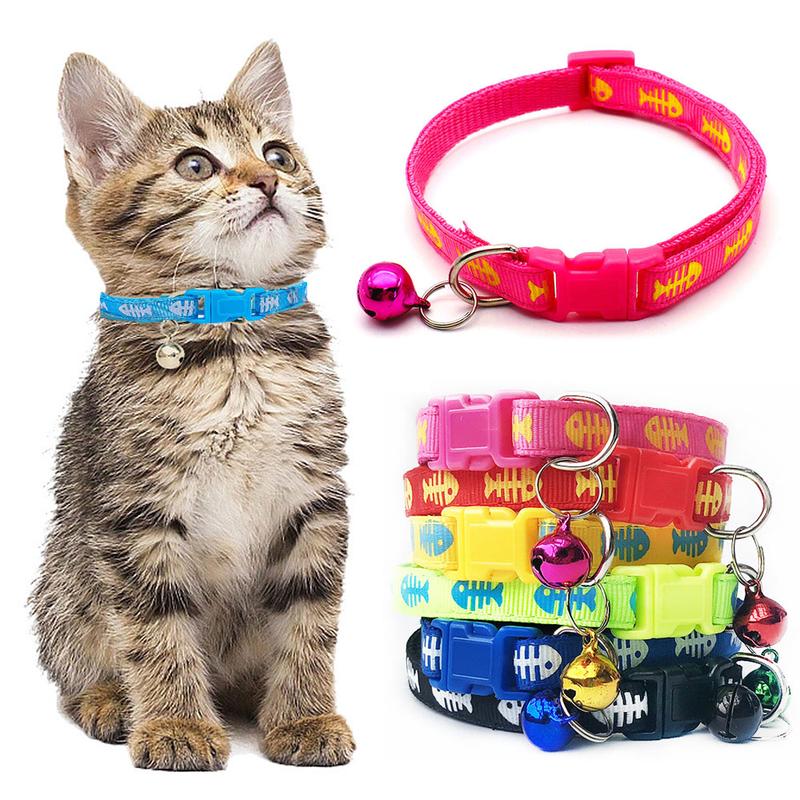 WL Adjustable Fishbone imprint Printing Pet Bell Collar For Puppy ...