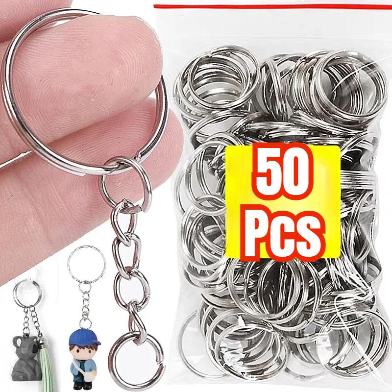 50Pcs Vintage Metal Blank Keychains with Split Ring Link Chain - TikTok ...