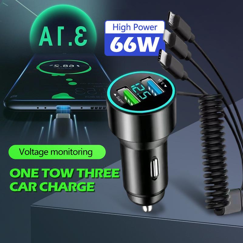 MeeGoo 66W Car Charger with 3 in 1 Stretchable Spring Cabl - TikTok ...