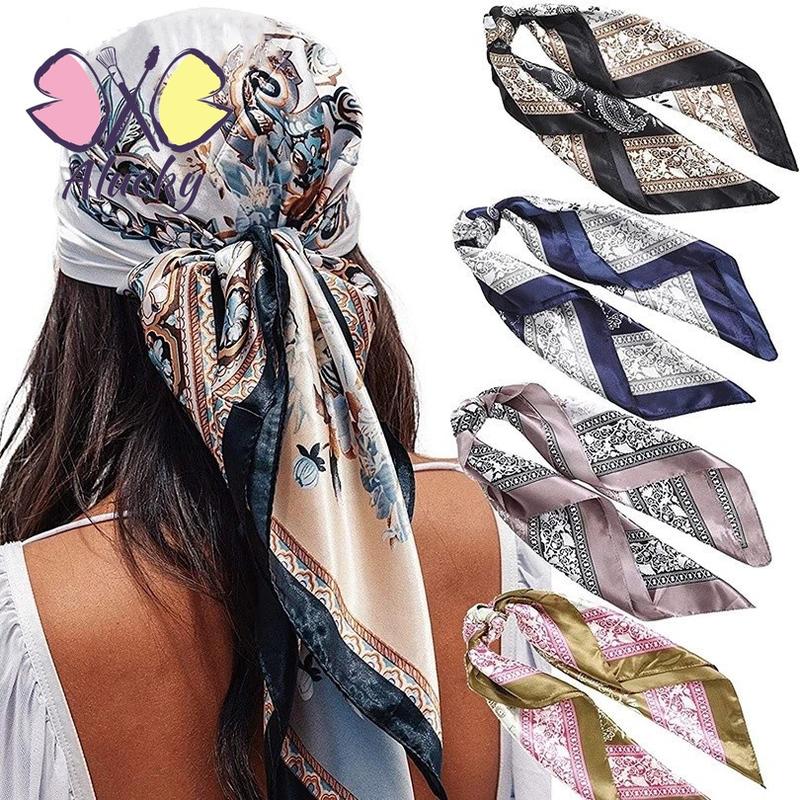 Fashion Leopard Print Satin Head Scarf Hair Bands for Girls Women ...
