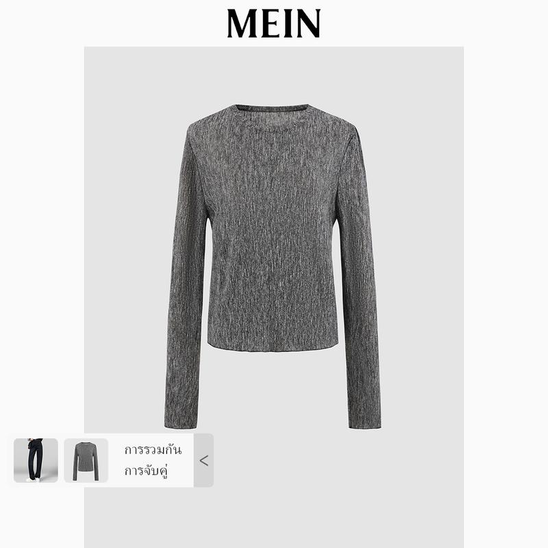 [MEIN] GIRL POWER เสื้อยืด แขนยาว ทรง สั้น สี เทา สำหรับ ผู้หญิง ...