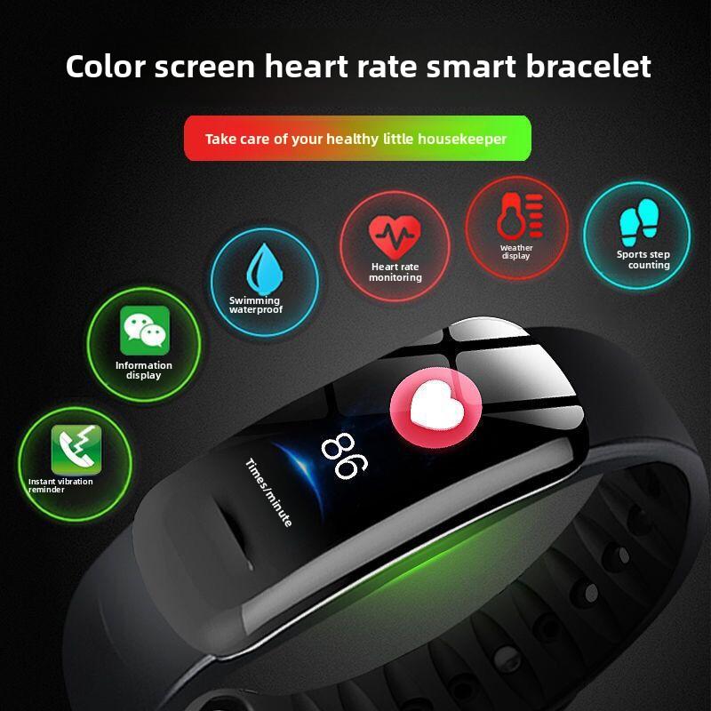 New C1plus color screen smart bracelet waterproof Bluetooth pedometer ...