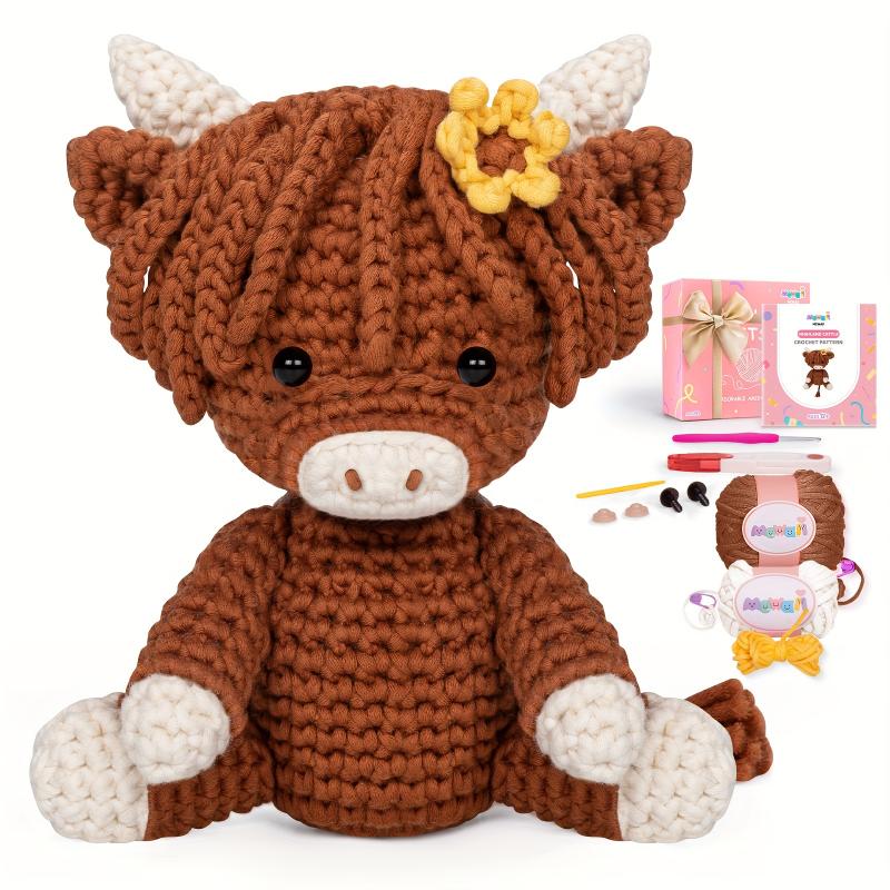 MeWaii Crochet Highland Cow Axolotl Kits, DIY Crochet Kit For Beginners ...