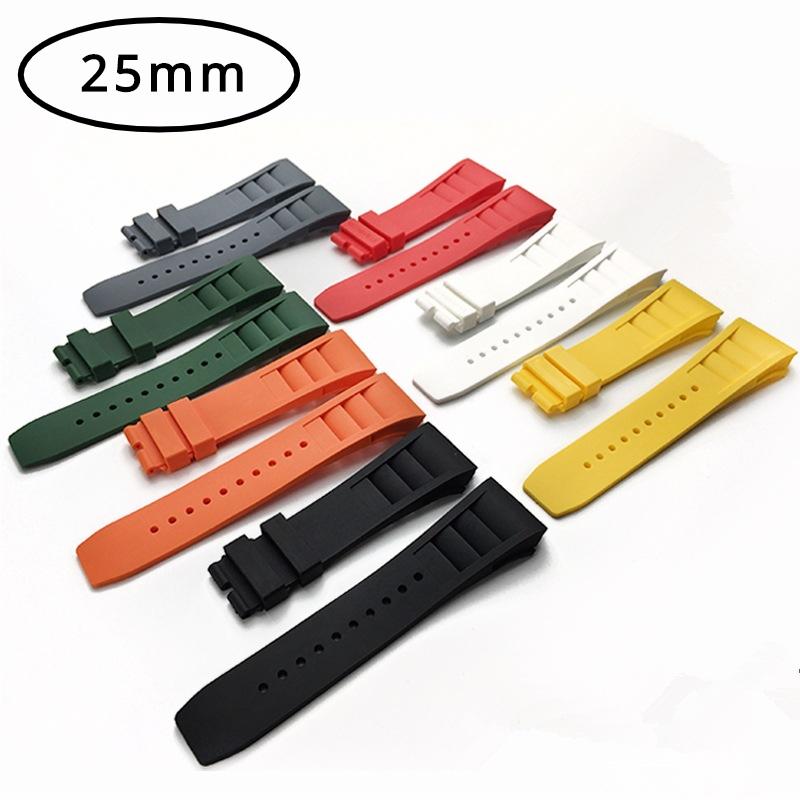 Gelang Jam Getah, 25mm, untuk Richard MILLE RM055, Tali Kanvas ...