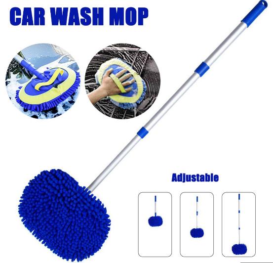 Microfiber Car Wash Mop Three-Section Elastic Rotation Multi-Function ...