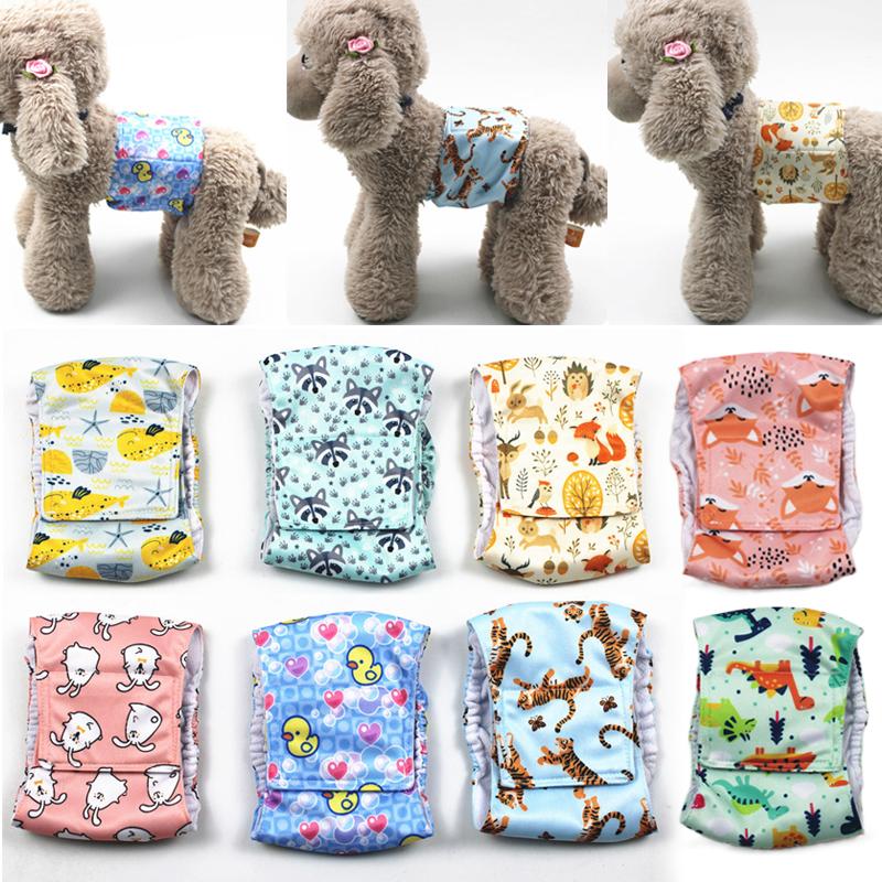 Adjustable Cartoon Animals Pet Dog Diapers Washable Males Absorbent ...