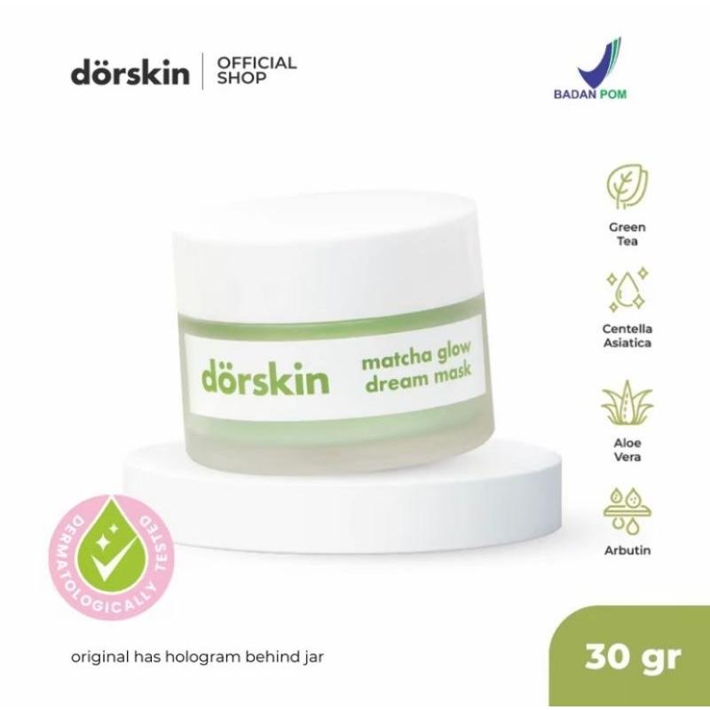 DORSKIN Matcha Glow Dream Mask Pelembap Wajah cream Jerawat Pagi Dan ...