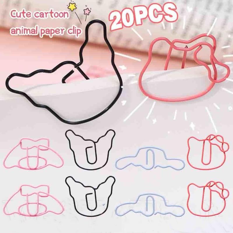 20 Pcs Cute Paper Clip Cartoon Animal Shaped Metal Bookmark Colourful ...