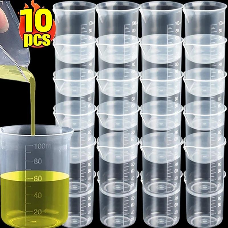 5/10Pcs 100ML Measuring Cup Transparent Plastic Scale Beaker Cups Lab ...