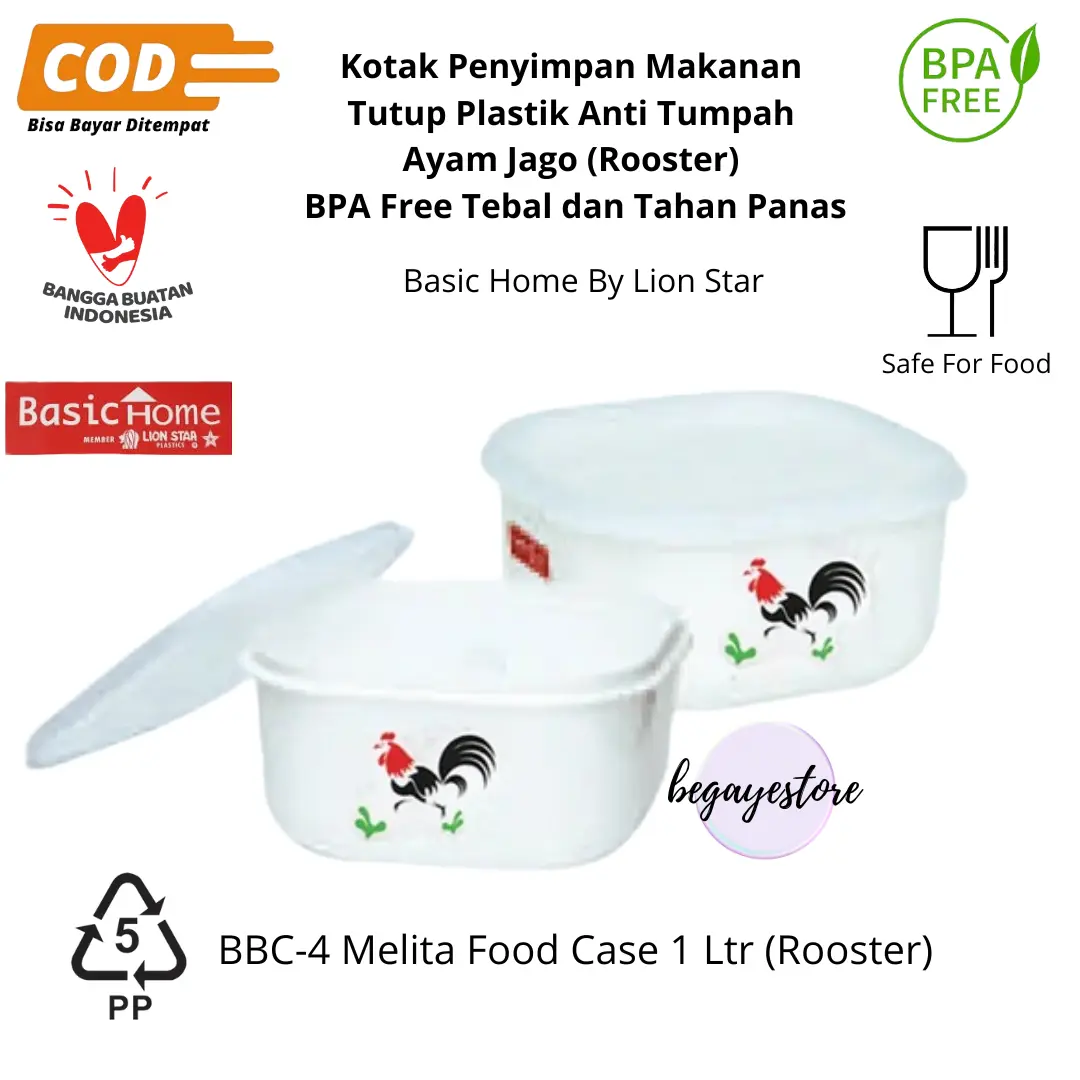 BBC-4 Melita Food Case 1 Ltr (Rooster) / Kotak Penyimpan Makanan Tutup ...