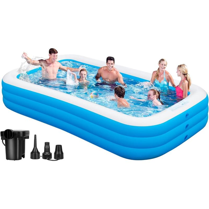 Inflatable Pool for Adults, 130"x72"x22" Extra Large Blow Up Pool with ...