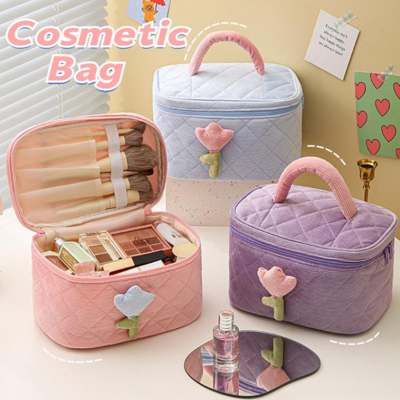 Corduroy Storage Pouch Cute Tulip Cosmetic Pouch Travel Organizer ...