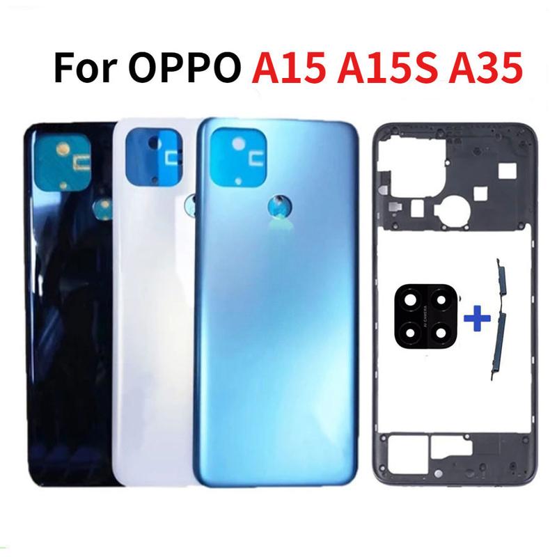 New For OPPO A15 A15s A35 CPH2179 CPH2185 Back Battery Cover + Middle ...