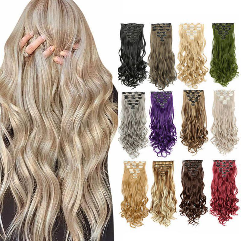 7pcs/set Clip Wig High Temperature Silk Wig Piece Synthetic Long ...
