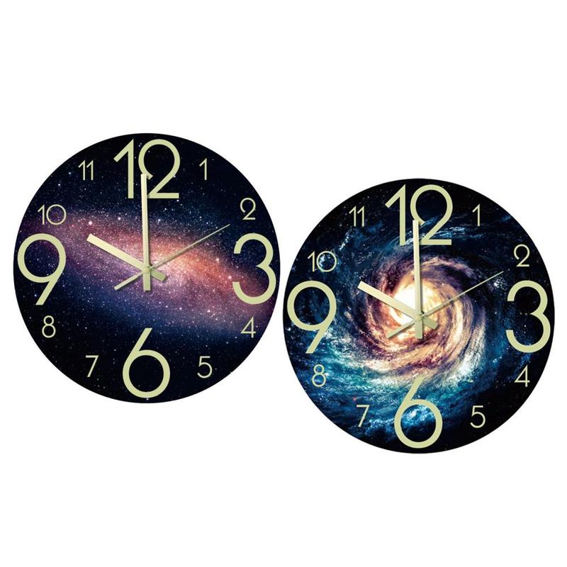 Modern Luminous Wall Clock Night Light Fluorescent Quartz Clocks ...