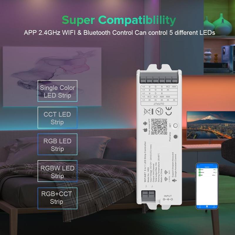 5in1 WB5 2.4GHz Tuya WiFi PWM LED Controller Compatible with - TikTok Shop