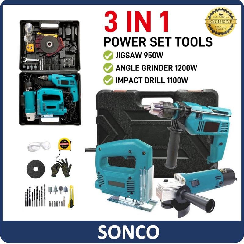 SONCO Power Tool Brushless 3 in 1 Combo Set - Angle Grinder 1200W ...