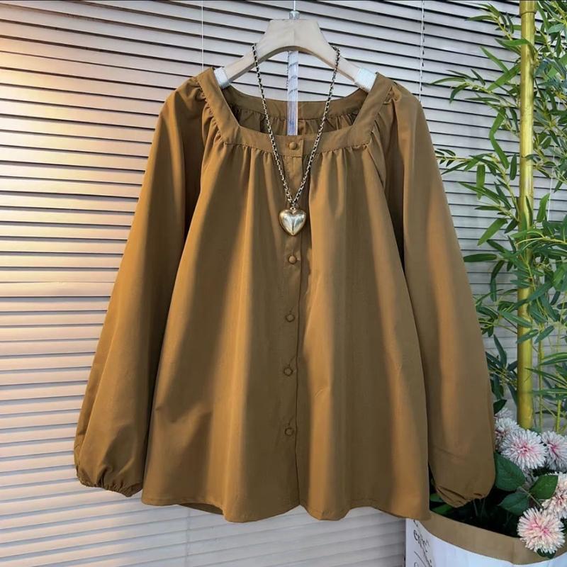 Baju Atasan Manis untuk Wanita, Gaya Korea, Leher Bulat, Lengan ...