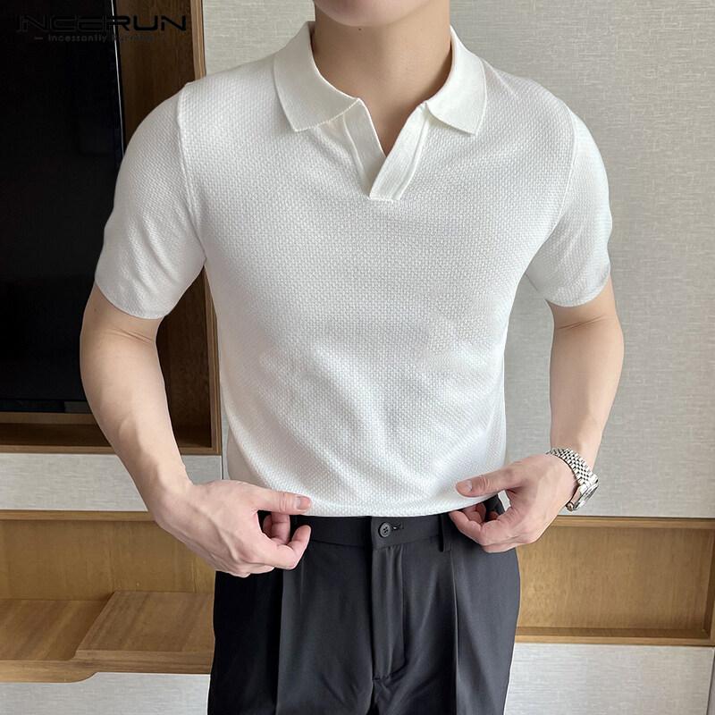 INCERUN Mens Party Fancy Western Tops Plain Casual Polo Fashion ...