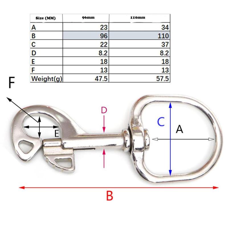 96/110mm Swivel Eye Bolt Snap Hook Single Ended Clips 316 Stainless ...