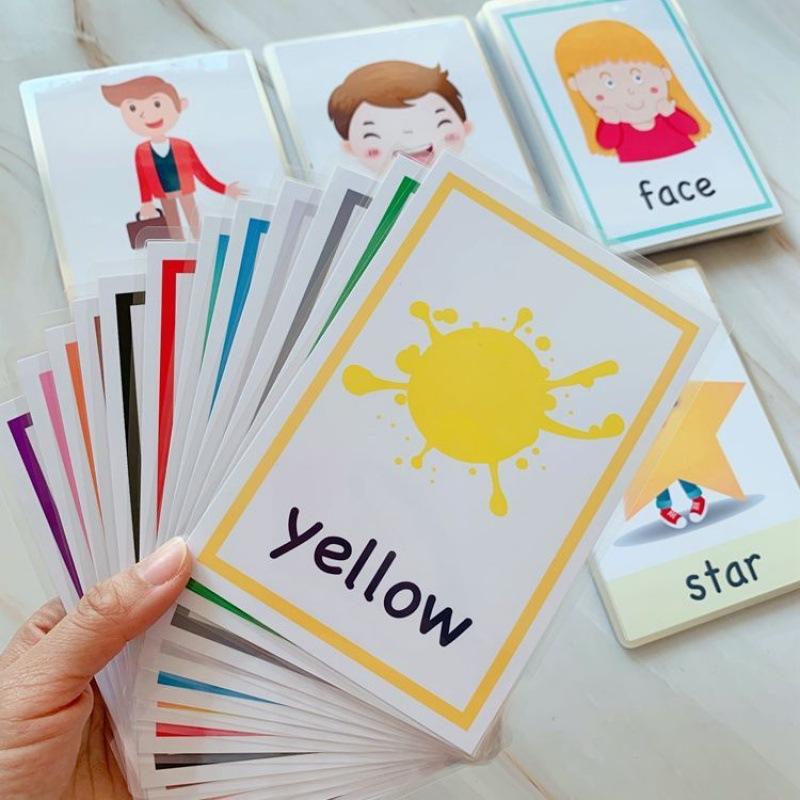 12PCS Kids English Learning Word Cards Color Flash Cards Learning Toys ...
