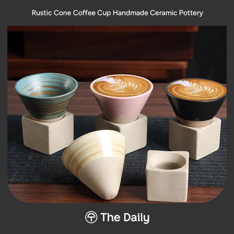 Rustic Cone Coffee Cup Handmade Ceramic Pottery - Gelas Kopi Teh Matcha ...