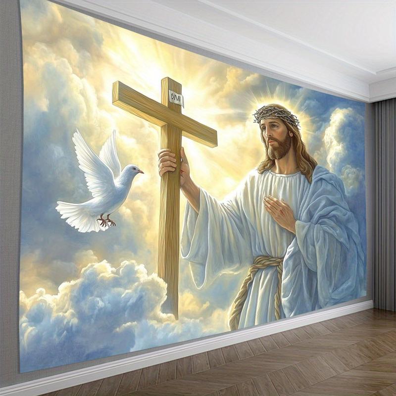 Kain Latar Belakang Bertemakan, Yesus, Merpati & Salib, Sesuai untuk ...