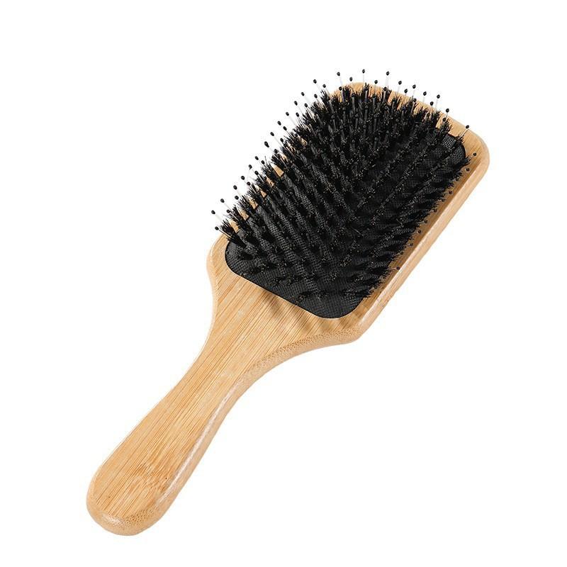 Bamboo Handle Wooden Boar Bristle Hair Brush for Normal Hair - TikTok ...