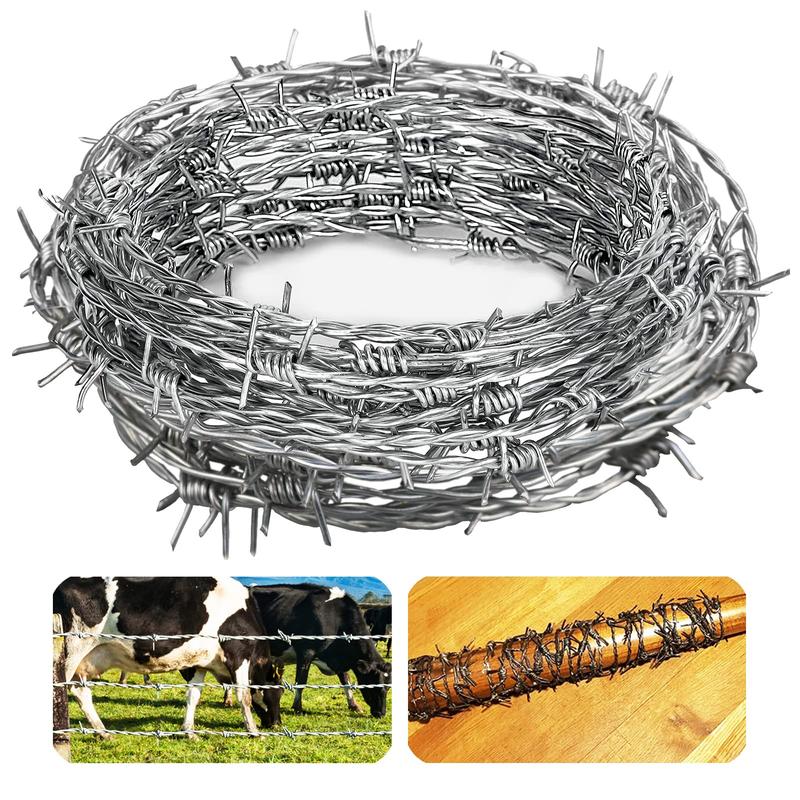 4 Point Barbed Wire, 18 Gauge Real Barb Wire Roll 20 Feet Barbwire for ...