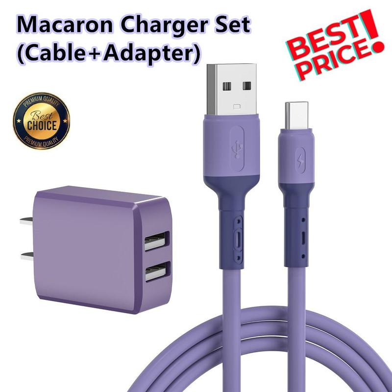 2in1 Macaron Fast Charger Adapter with Cable Set 5V2A USB Universal ...