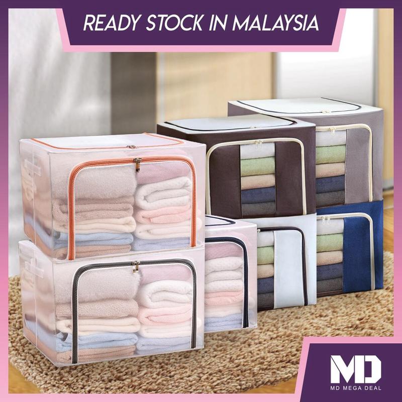 24/66/72/100L Large Storage Box Foldable Oxford Box Steel Frame ...