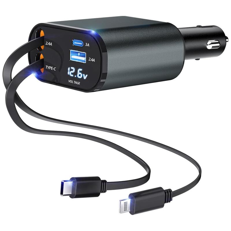 4-in-1 Retractable Car Charger, 100W USB-C Fast Adapter with - TikTok ...