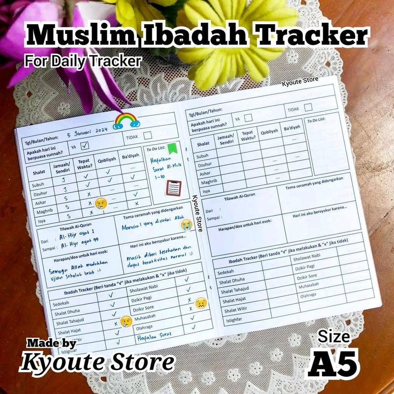 Buku Daily Muslim Ibadah Tracker A5 Kyoute Catatan Kegiatan Harian ...