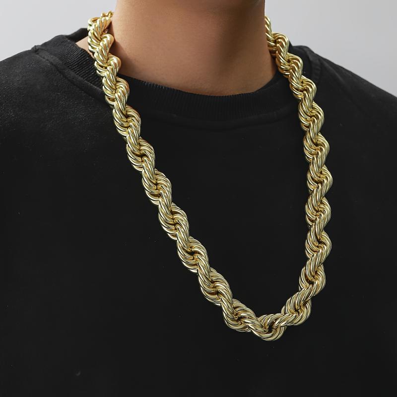 Golden Color Plated Rope Chain for Men - 20MM Thick Chunky Rope ...