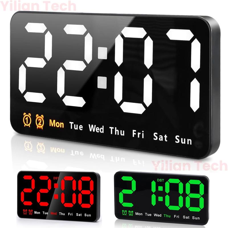 Digital Wall Clock 9 "LED Digital Alarm Clock Large Display with ...