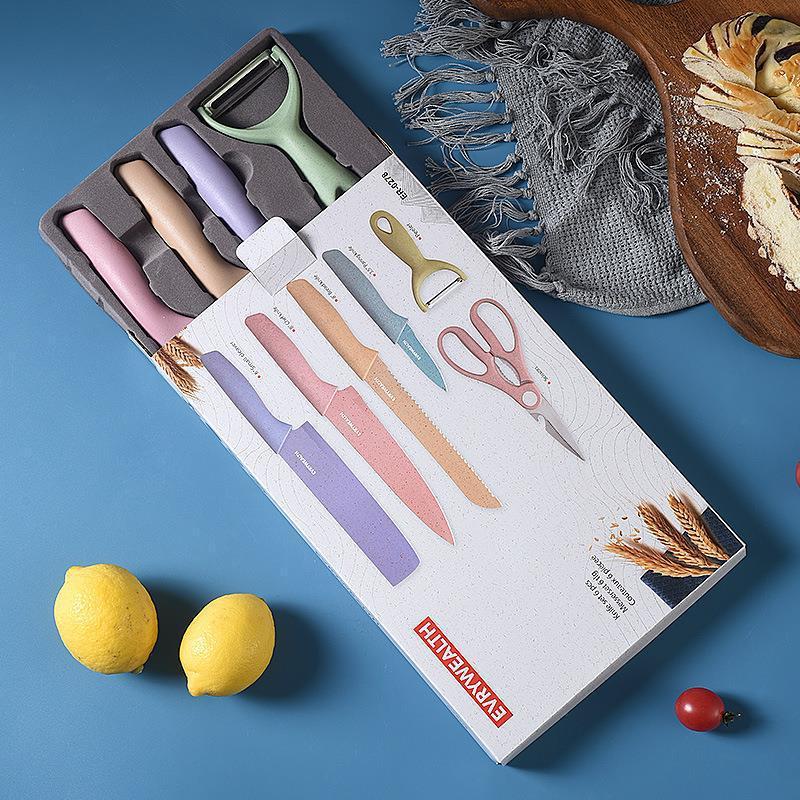 Food Grade Wheat Straw Kitchen Knife Set Baking Knife Dapur Kitchenware ...