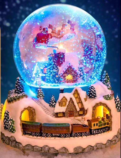 Christmas Snow Globe Floating Snow house music box Crystal ball ...