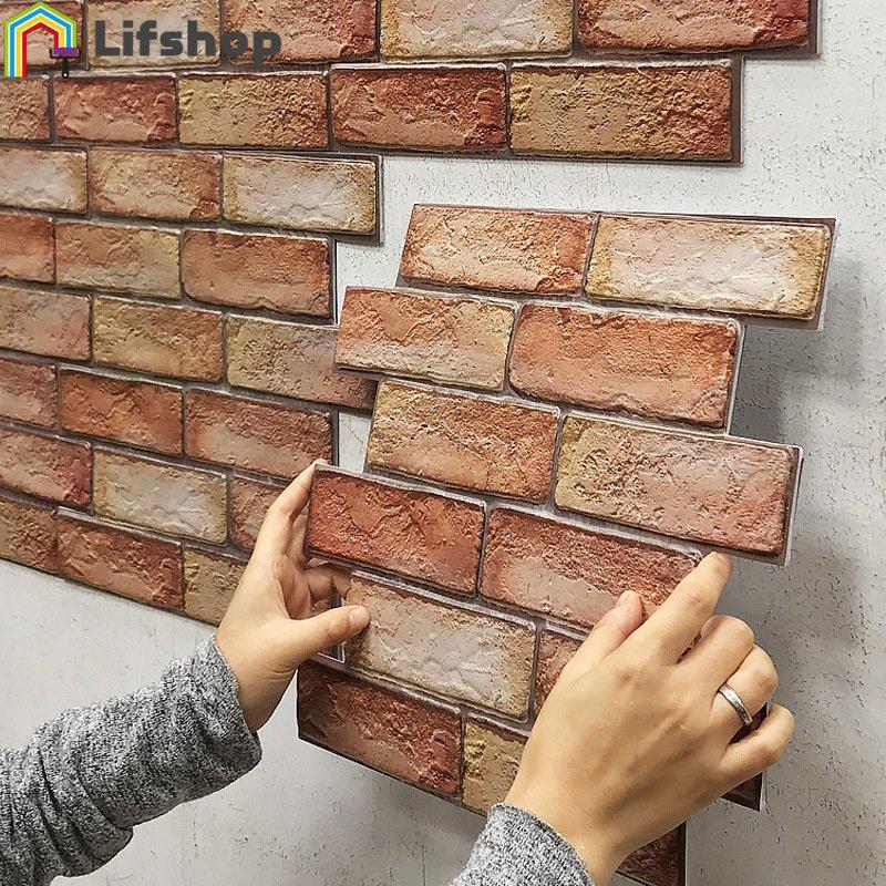 Pelekat Dinding Corak Bata Stereo 3D Kreatif Kertas Dinding PVC ...