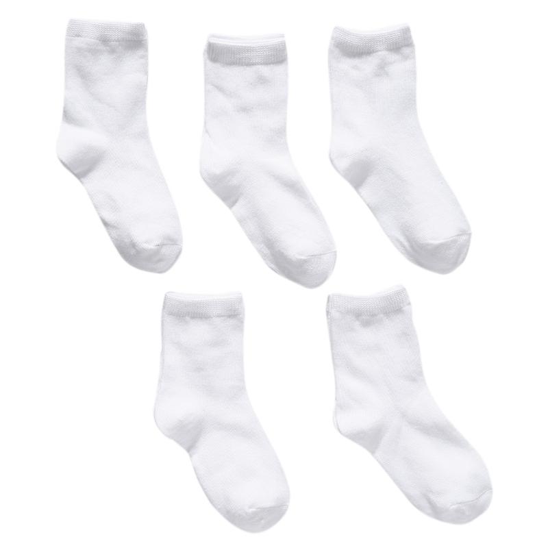 Riheze 5 Pairs Kids Pure White Sock Baby Boy Girl Solid Breathable ...
