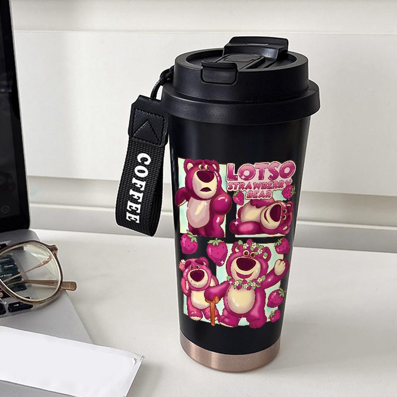 Strawberry Bear Tumbler Aesthetic Drinking Bottle Thermos Mug CUP 500 ...
