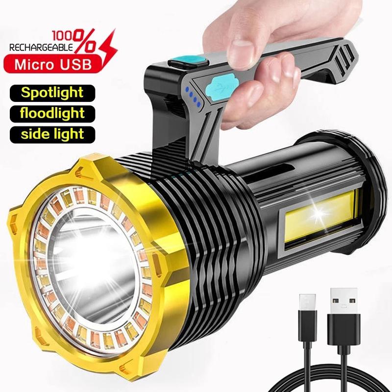 High Power LED Flashlight Powerful USB Rechargeable Torch Light ...