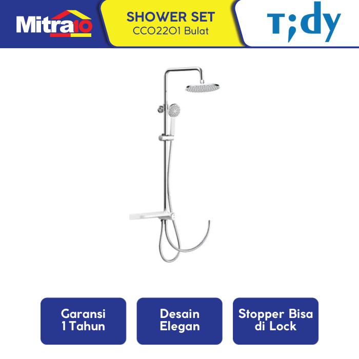 Tidy Shower Tiang Stainless Kolom Bulat Dengan Rak Sabun Mandi - Shop ...
