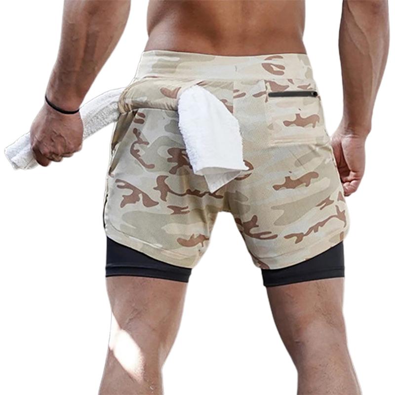 CF- Men Shorts Cool Running Shorts Flexible Double-deck Exercise ...
