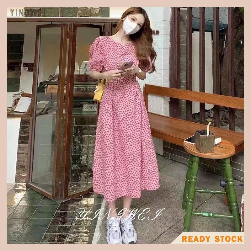 Gaun bunga merah jambu untuk musim panas, baru, Perancis, Platycodon ...