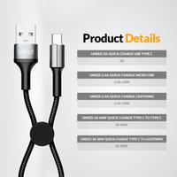 Promo UNEED Kabel Data Quick Charge for Type C Lightning Micro USB 20CM ...