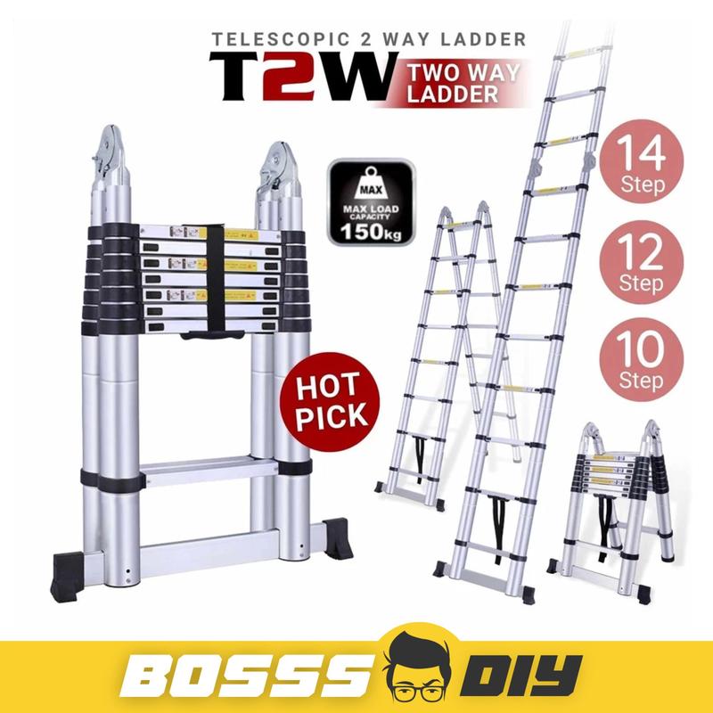 T2W LADDER Multipurpose Telescopic Extendable Aluminium Ladder - TikTok ...