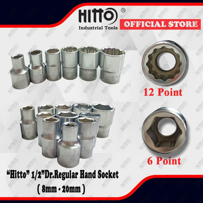[100%] HITTO 8MM - 20MM 1/2" Dr. Regular Hand Socket / Box Socket ...