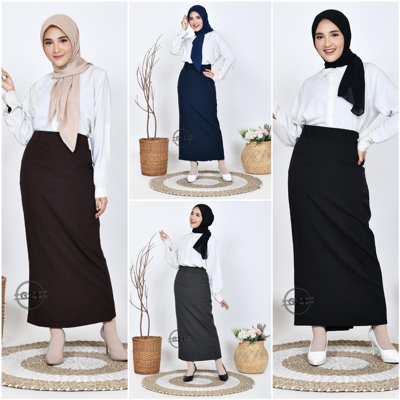 Rok Kerja Kantor Hitam Panjang Span Wanita Bahan Dasar Forma - Shop ...