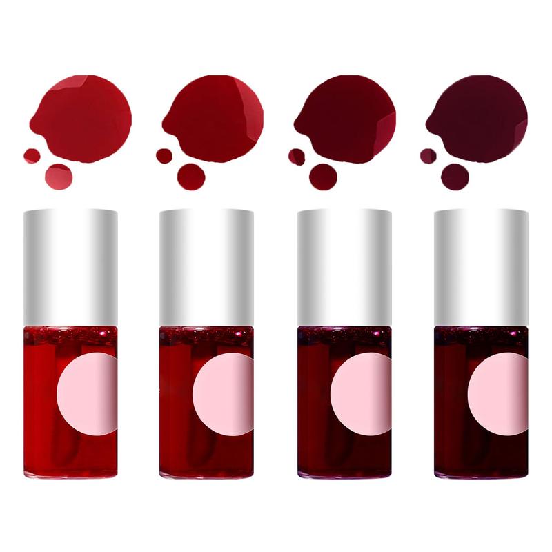 4 Pcs Fruit Lip Stain Set, Vivid Watery Lip Tint Lip Gloss, Plump ...