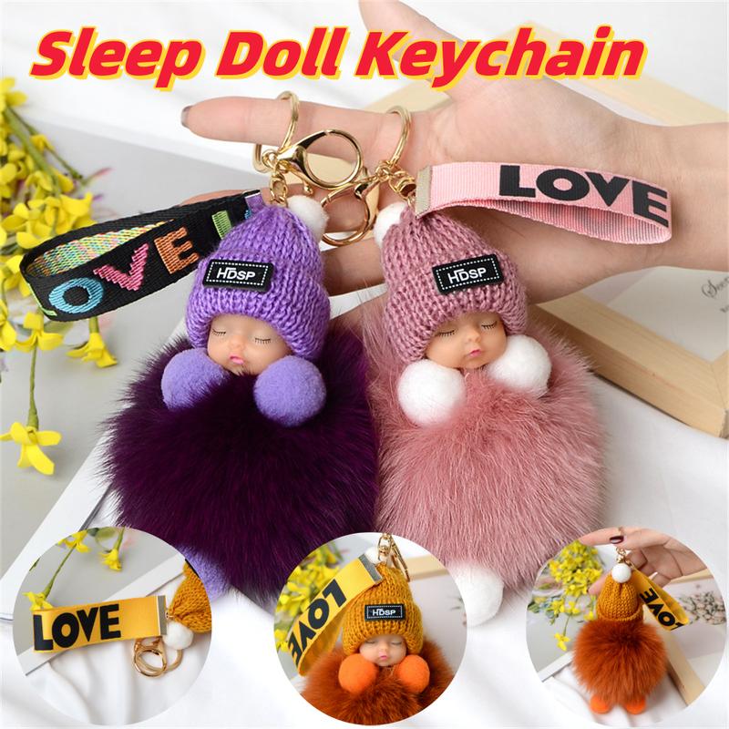 Sleeping Baby Keychain Cute Fluffy Plush Doll Keychains Wome - TikTok ...
